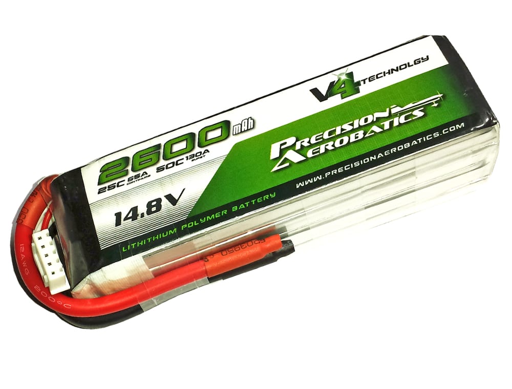 4S 14.8V PA V4 Lipo 2600mAh 25-50c – Precision Aerobatics