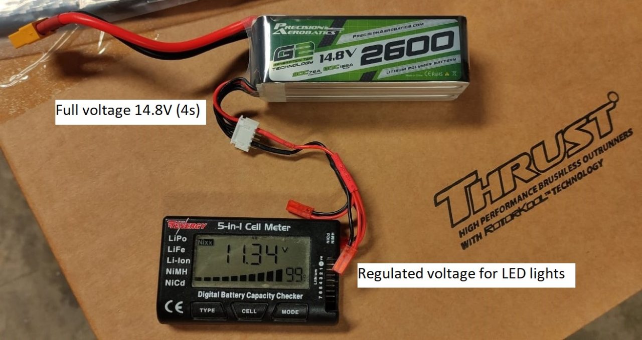 PA LEDs Lights / Power Harness (4s 14.8v) – Precision Aerobatics